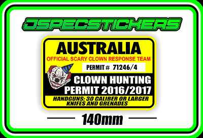 CLOWN HUNTING PERMIT STICKER FUNNY SCARY CLOWN BUMPER WINDOW DECAL BNIP ...