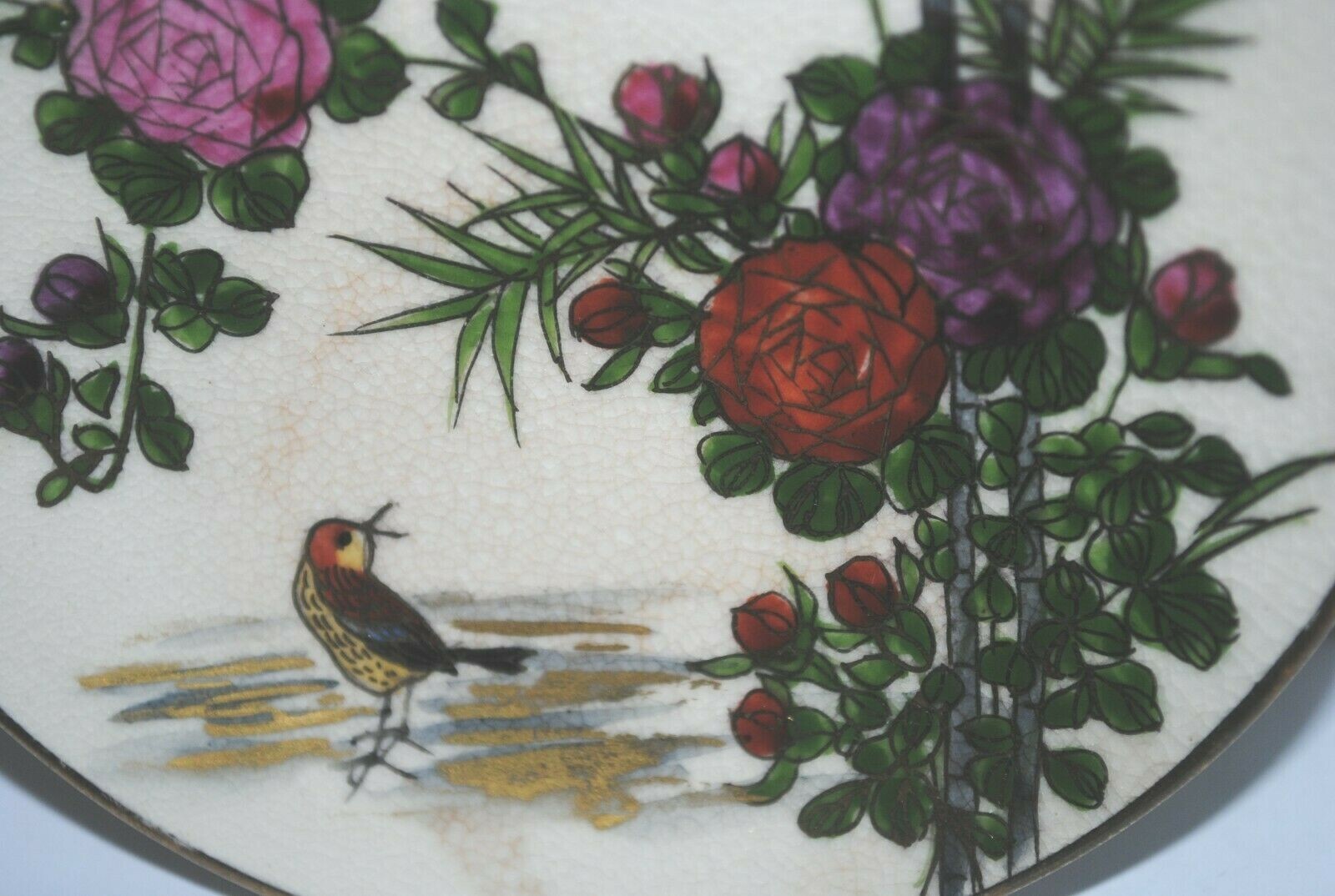 Soko Satsuma 4" hand-painted plate, flowers, bird, 1950s era | eBay