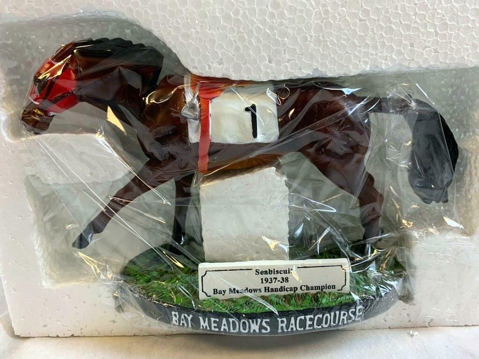 New in original box Seabiscuit bobblehead from Bay Meadows Racetrack w ...