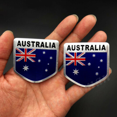 2x Metal Australia Australian Shield Flag Trunk Emblem Badge Decals ...