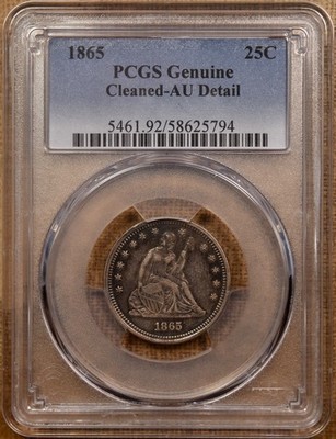 1865 Liberty Seated Quarter, PCGS AU det, pleasing DavidKahnRareCoins ...