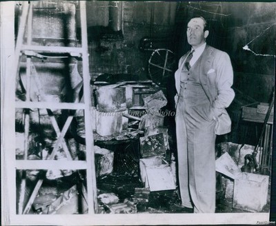1943 Photo Harold Lloyd Views Film Vault Nitrate Explosion Damage ...
