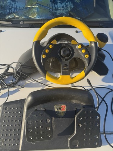 Mad Catz MC2 Racing Steering Wheel Pedals Controller Xbox PS1 PS2 GC ...