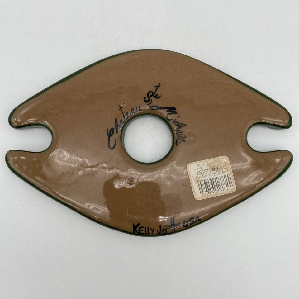 Kelly Jo Pottery Hand-Painted Wine Butler Holder Signed Chateau Ste ...