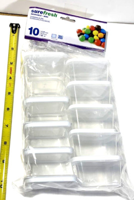 10 pcs Sure Fresh Mini Rectangular Containers with Lids for Food ...