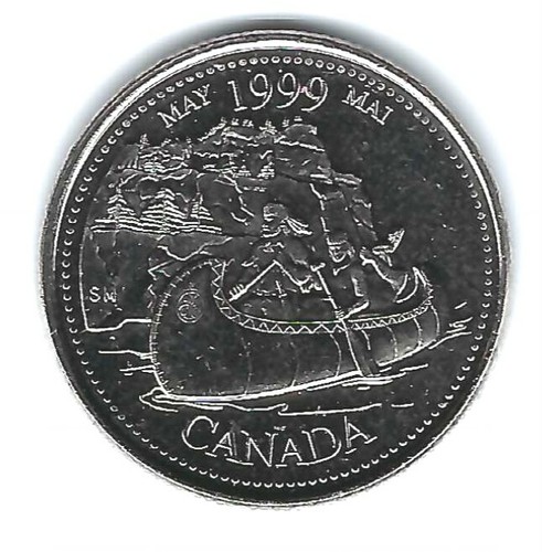 1999 Canadian Brilliant Uncirculated May-The Voyegeures- 25 Cent Coin ...