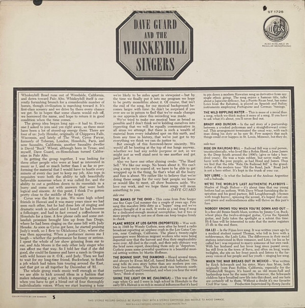 Dave Guard & Whiskeyhill Singers - Dave Guard & The Whiskeyhill Singers ...
