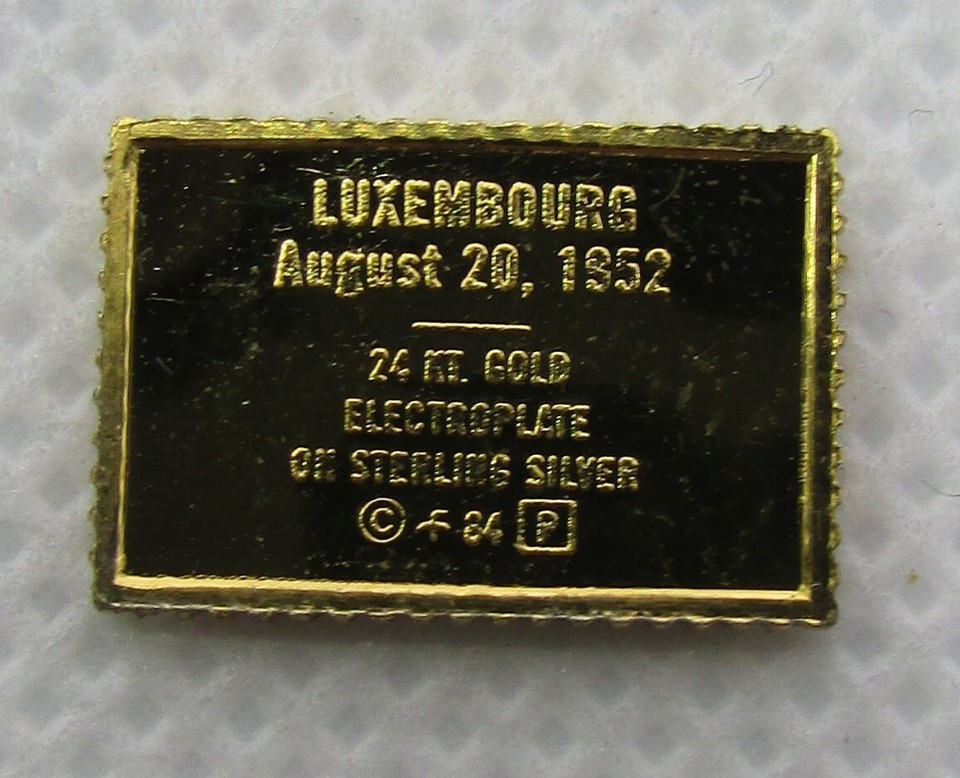 LUXEMBOURG 1952 24K ON 925 STERLING SILVER INGOT OLYMPIC STAMP | eBay