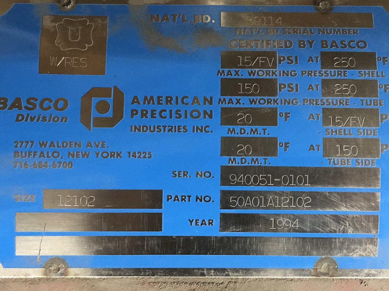 API Basco Type 500 Heat Exchanger Full Vacuum SS Tube Steam Turbine ...