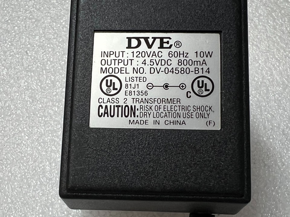 Genuine DVE DV-04580-B14 AC Adapter 4.5V 0.8A Power Supply DC 5.5mm ...