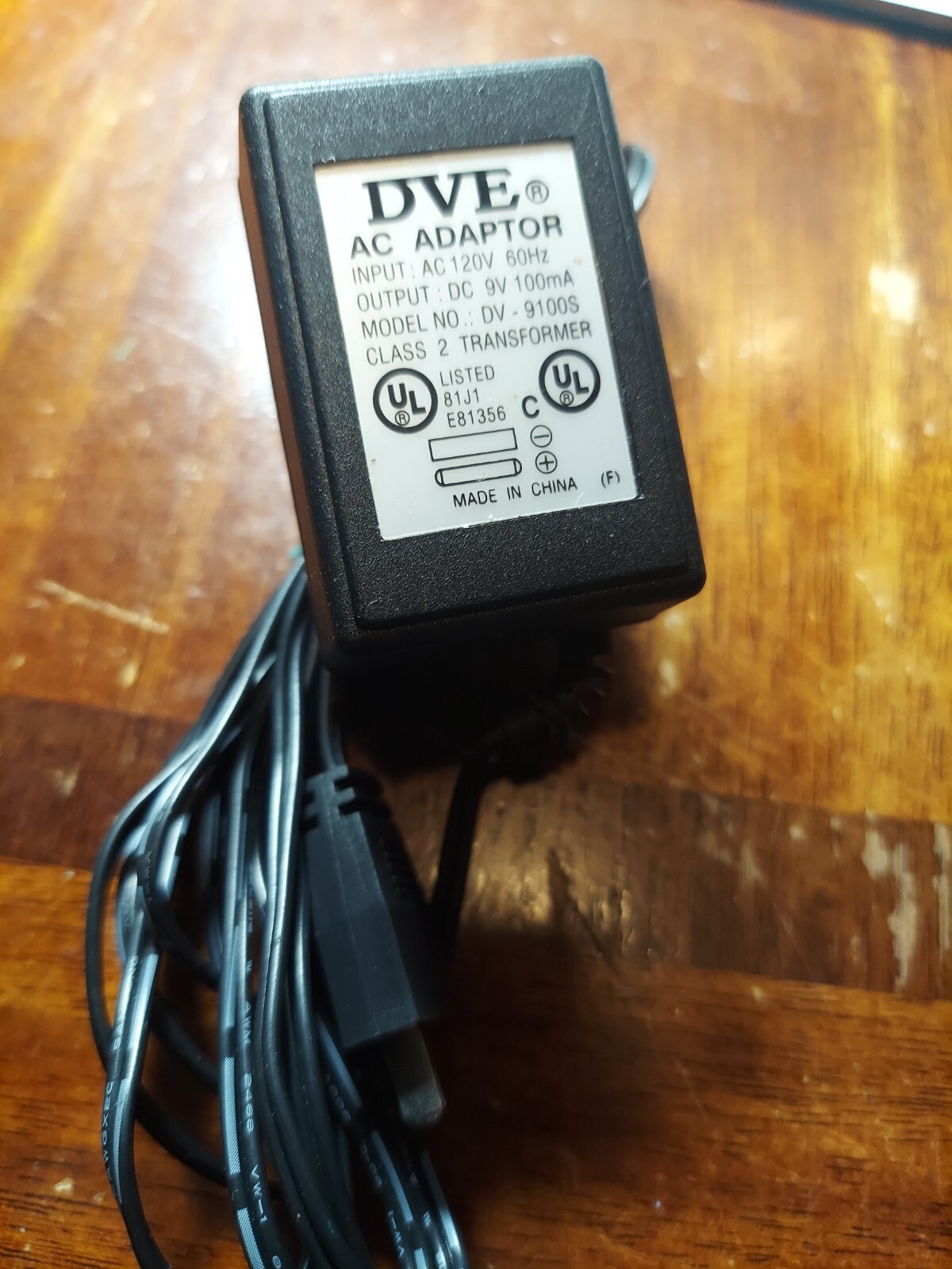 DVE 9 Volt 100mA DV9100S Black 50/60Hz Class 2 AC/DC Wall Power Supply ...
