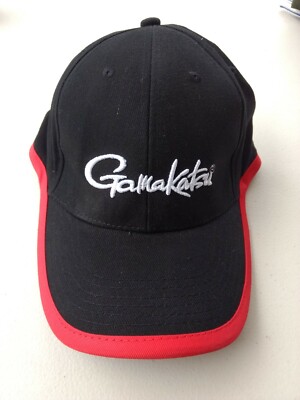 Gamakatsu Fishing Hat Black Red Trim Buckle Strap Adjustment Full ...