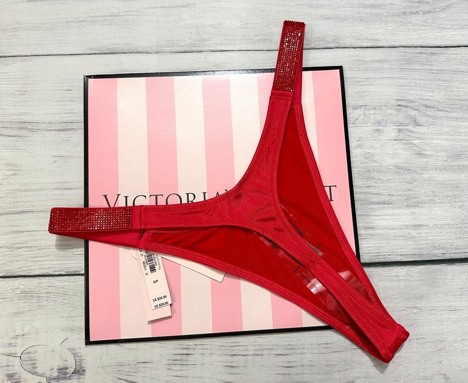 Victoria's Secret Shine Strap SWIM RHINESTONE THONG BIKINI BOTTOM | eBay