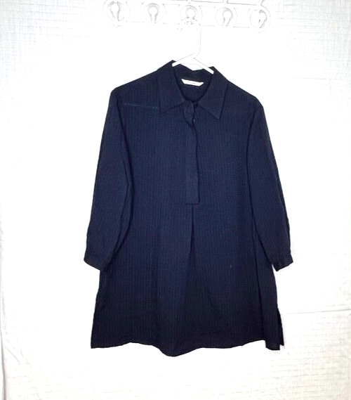 EUC Tan Jay Women's Black 3/4 Cuffed Roll Tab Sleeve Tunic Top Sz 16 | eBay