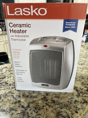 Lasko 1500W Small Ceramic Space Heater, Thermostat, 100 sq ft | eBay