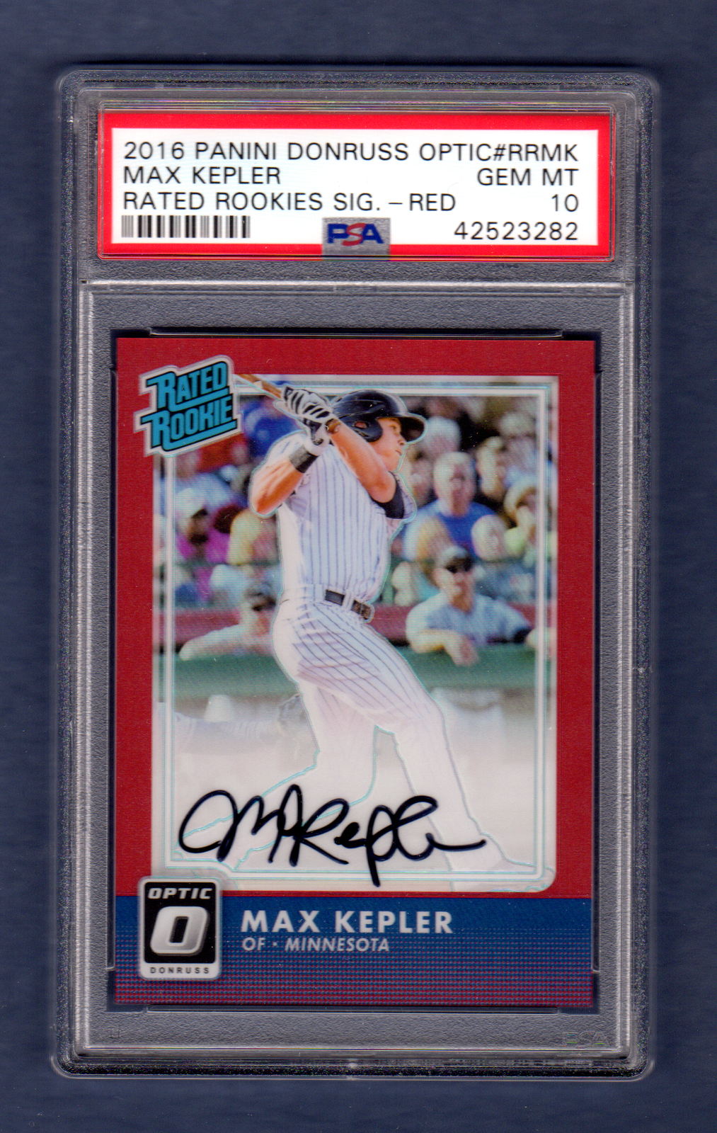 MAX KEPLER 2016 OPTIC RATED ROOKIE RED REFRACTOR AUTOGRAPH RC # /50 PSA ...