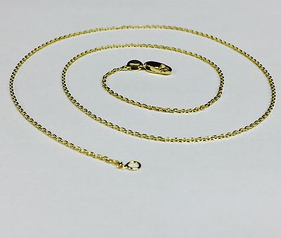 18k Yellow Gold 18" D/C Cable Link Pendant Chain/Necklace 1.1 mm 2 ...