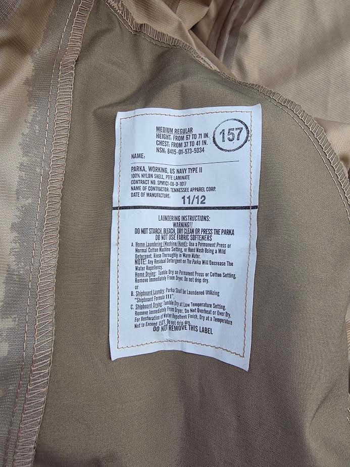US Navy Goretex NWU Parka AOR1 Type 2 Medium Regular Navy Seal DEVGRU ...