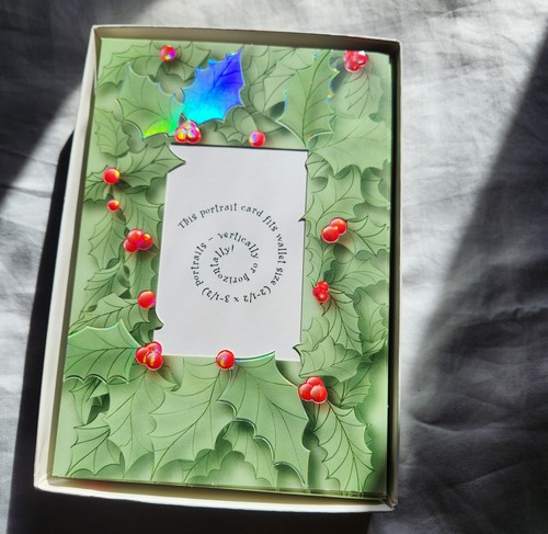 Picture People Photo Christmas Cards Box Of 12 Holographic Happy Holly ...