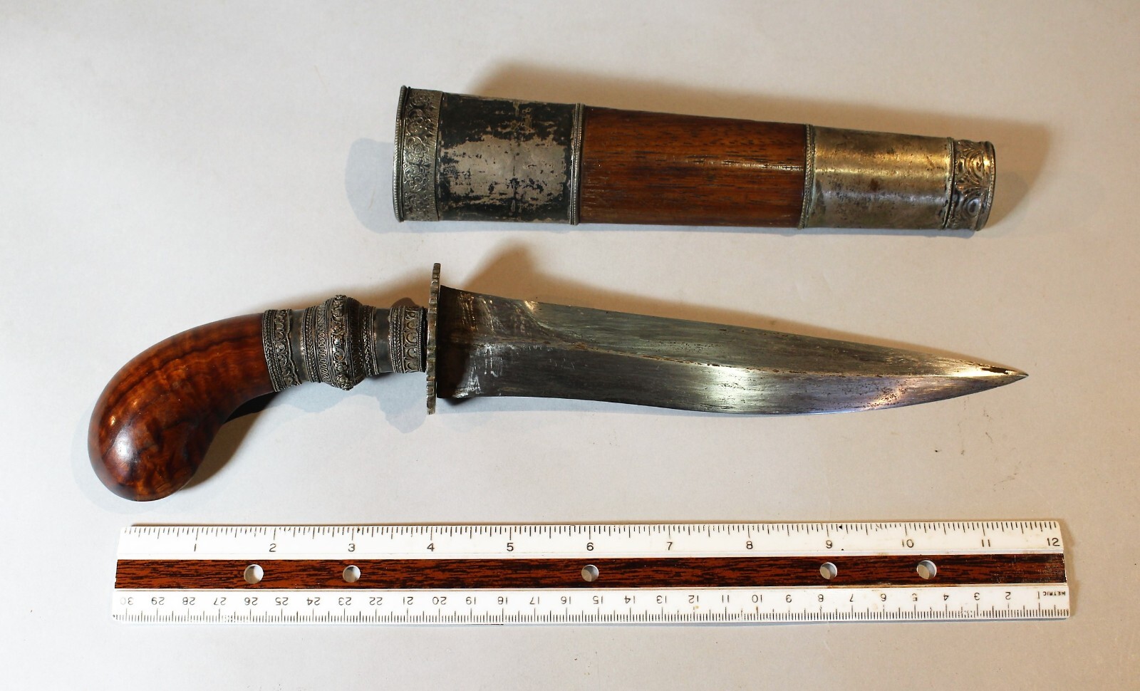 Antique Philippine Silver Mounted Moro Islamic Gunong Punal Dagger c ...