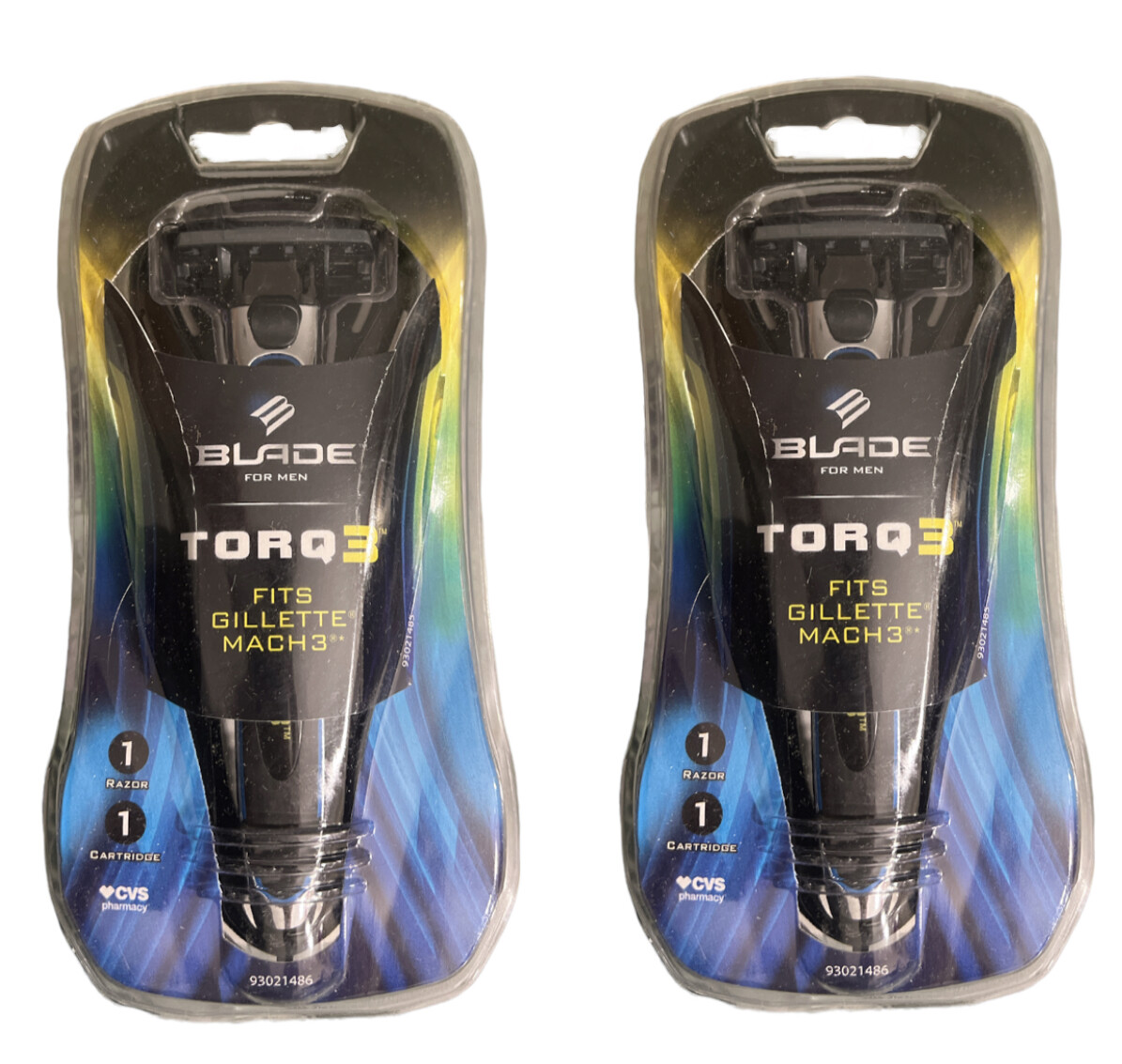 2 Pack Blade Torq3 Razor - Fits Gillette Mach 3 1 Razor + 1 Cartridge ...