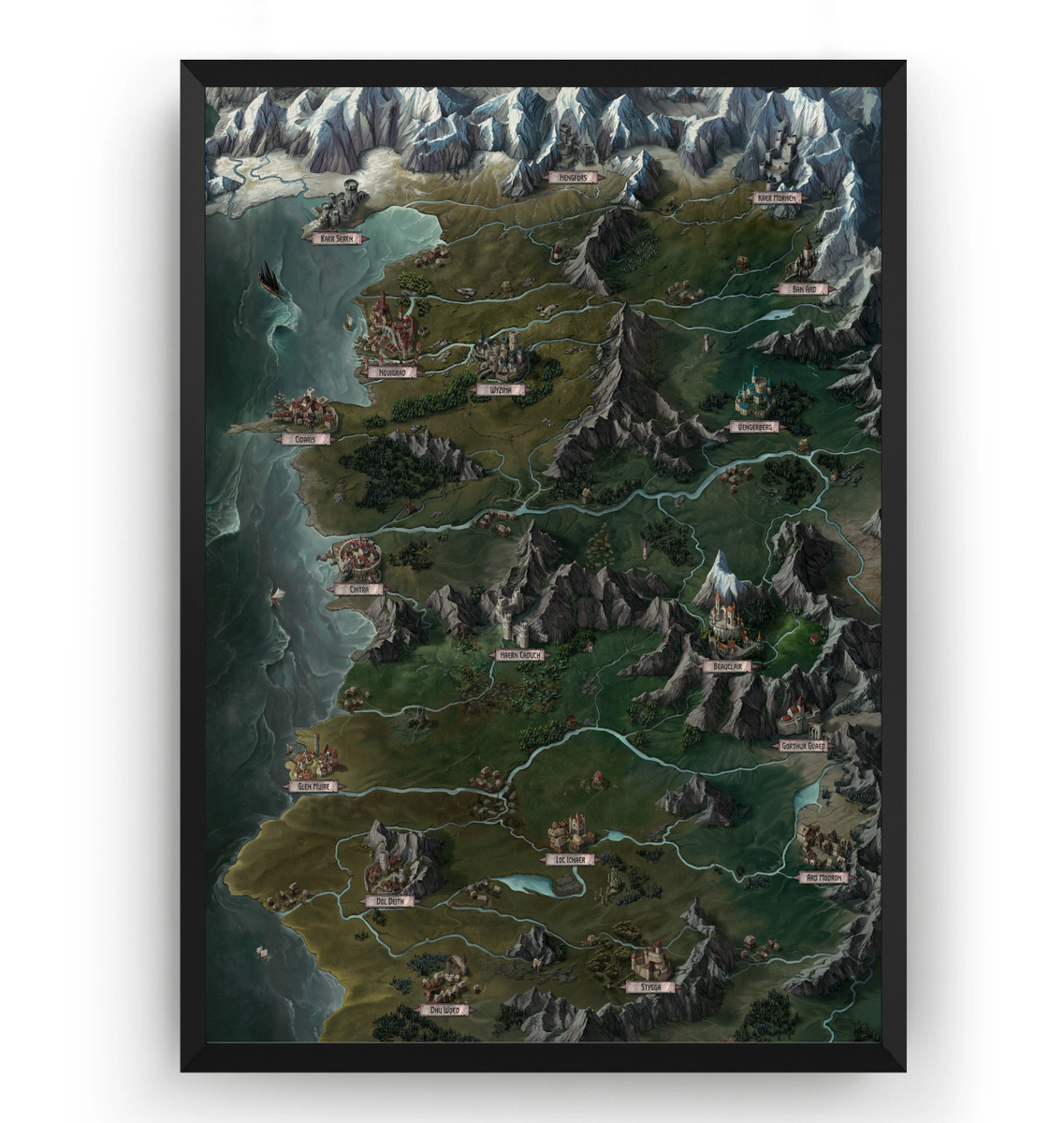 Best Witcher World Map The Witcher 3 World Map Reproduction Cave