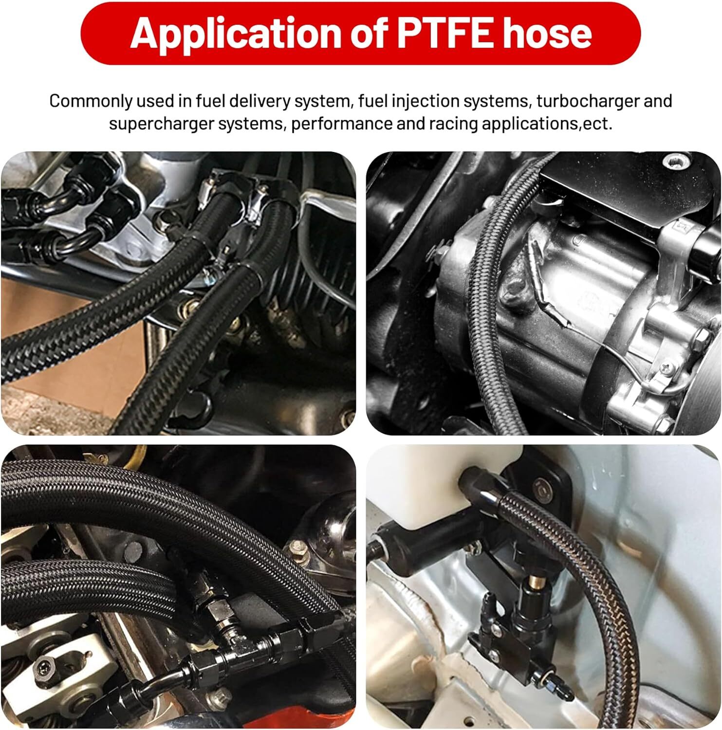 6AN 3/8" PTFE E85 Nylon Braided Fuel Line Hose 20FT LS Swap EFI Fuel ...