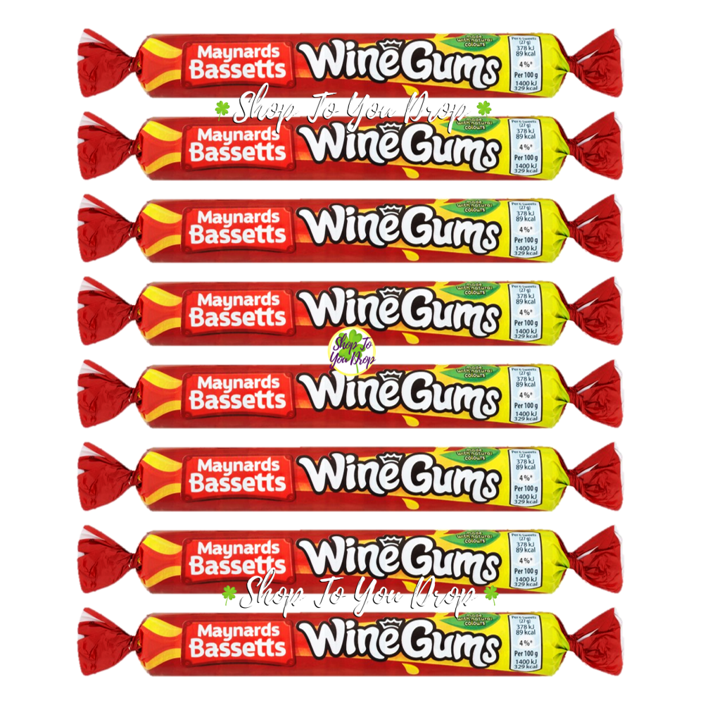 MAYNARDS WINE GUMS 8 X 52G ROLLS Fruit Flavoured Sweets Gummies ...