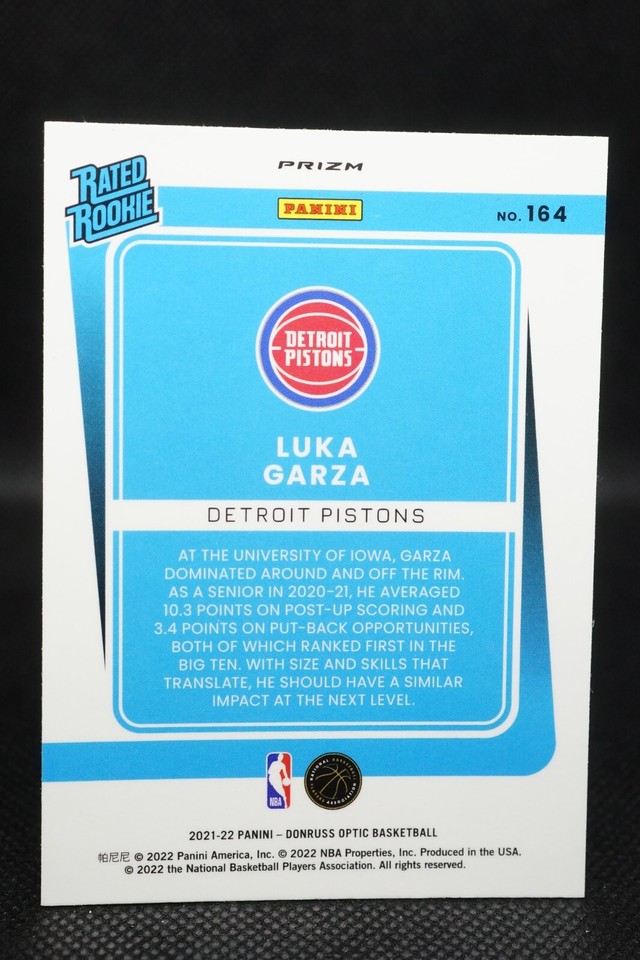 2021-22 NBA Panini Optic Luka Garza Rookie Fast break Disco #164 RATED ...