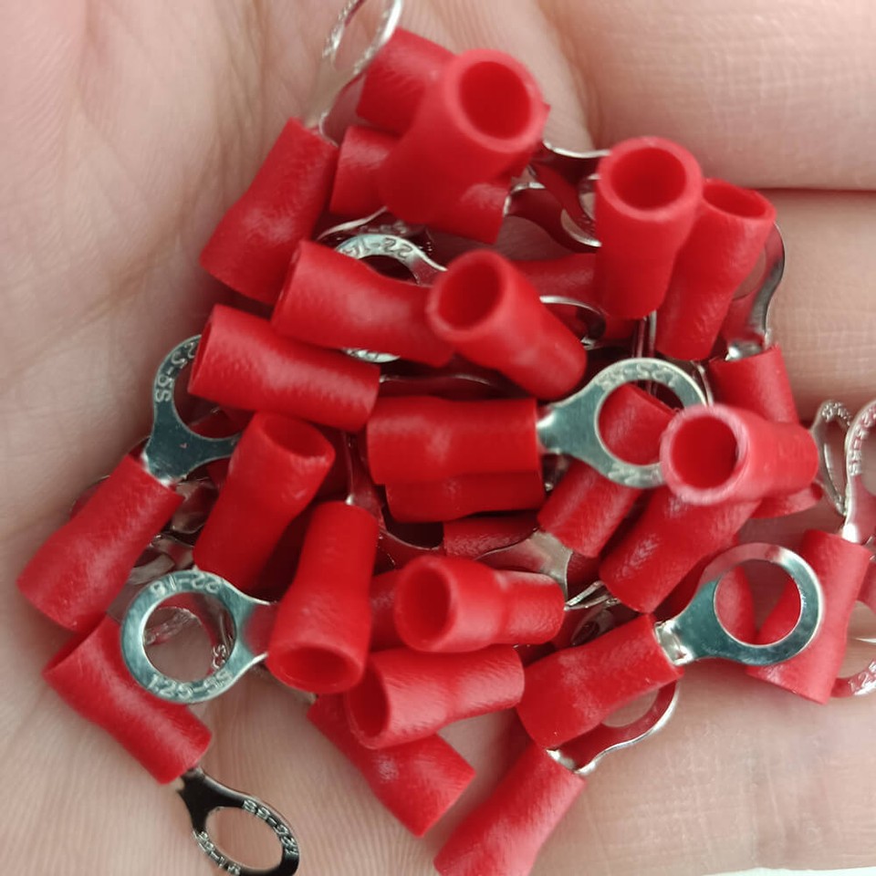 Red 22-16 Gauge Car Ground Wire Ring Terminals Lug Vinyl Connectors ...
