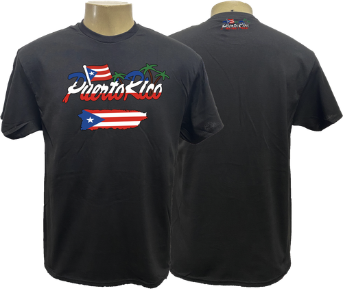 Puerto Rico MAP FLAG Palm Tree 100% Cotton Heat transfer T SHIRT Free ...