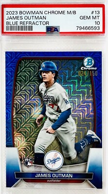 2023 Bowman Chrome Mega James Outman Rookie RC Blue Refractor SP #/150 ...