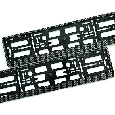 2x CHECKERED EFFECT Registration Number Plate Surround Holder Frame for ...