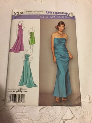 Simplicity 2252 Sewing PATTERN Evening Formal Prom Dress iSizes 12-20 ...