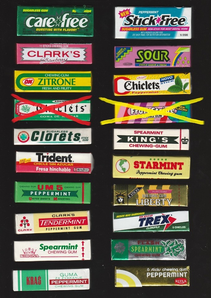 Advertising chewing GUM PACK --- ADAMS CHICLETS CLARK MONDELEZ "1 PIECE ...