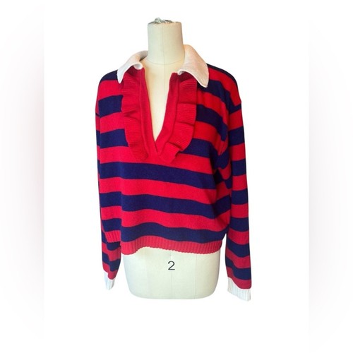 Philosophy di Lorenzo Serafina Navy/Red Stripe Ruffle Sweater size 6 ...