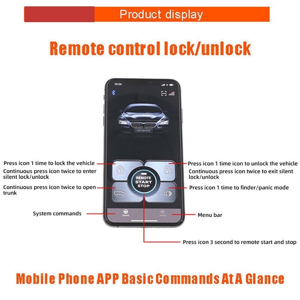 APP Remote Car Starter & Keyless Entry System with Push Button Start ...