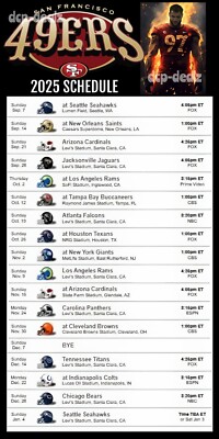 SAN FRANCISCO 49ers 2025 NFL Football Schedule Fridge Magnet 4" x 8" | eBay
