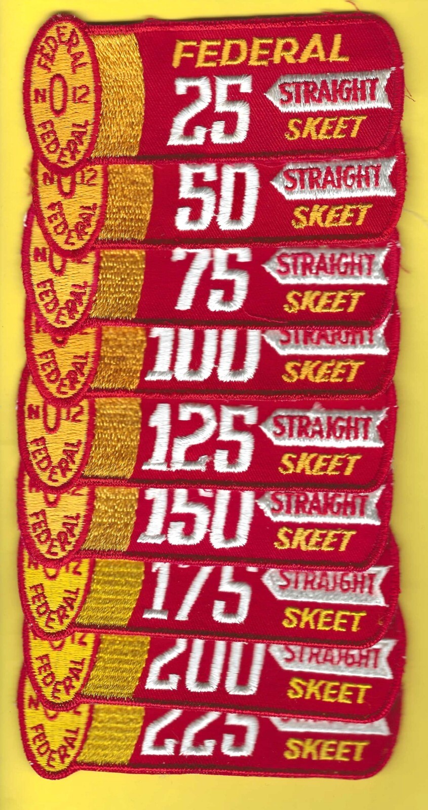 Lot of 9 Federal 25 thru 225 Straight Skeet Shooting patches (see all ...
