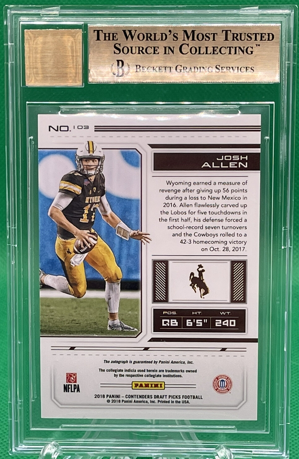 2018 Contenders DP Josh Allen RC Rookie CRACKED ICE ON CARD /23 BGS 9.5 ...
