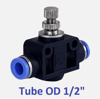 2x Air Flow Speed Control Valve Tube OD 1/2" Inch Pneumatic Push In ...