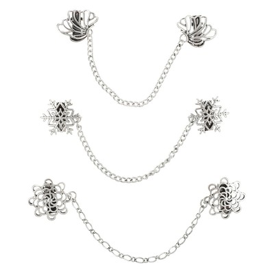 3 Pcs Suit Chain Brooch Eye Cloak Clasp Fasteners Collar Clip Corsage ...