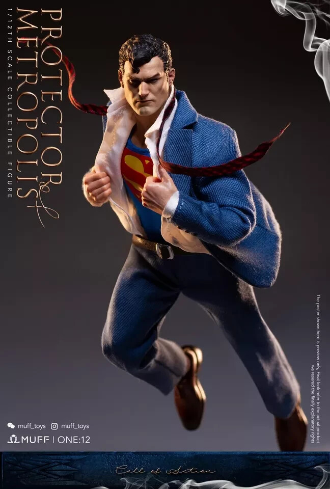 MUFF TOYS 1/12 Super Man Metropolis Reporter Clark Kent Action Figure ...