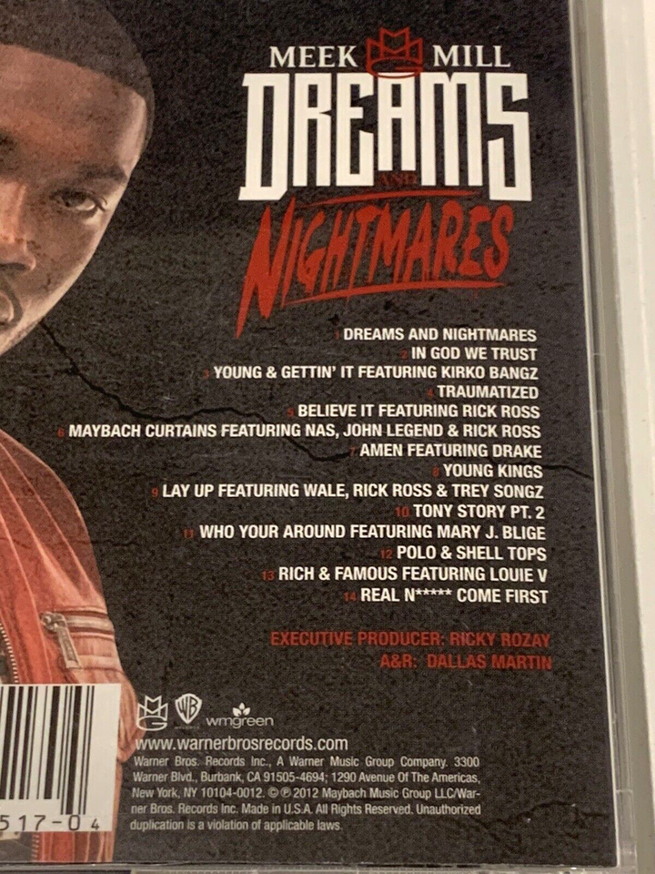 Meek Mill Dreams & Nightmares CD 2012 Featuring Rick Ross, Nas, Drake ...