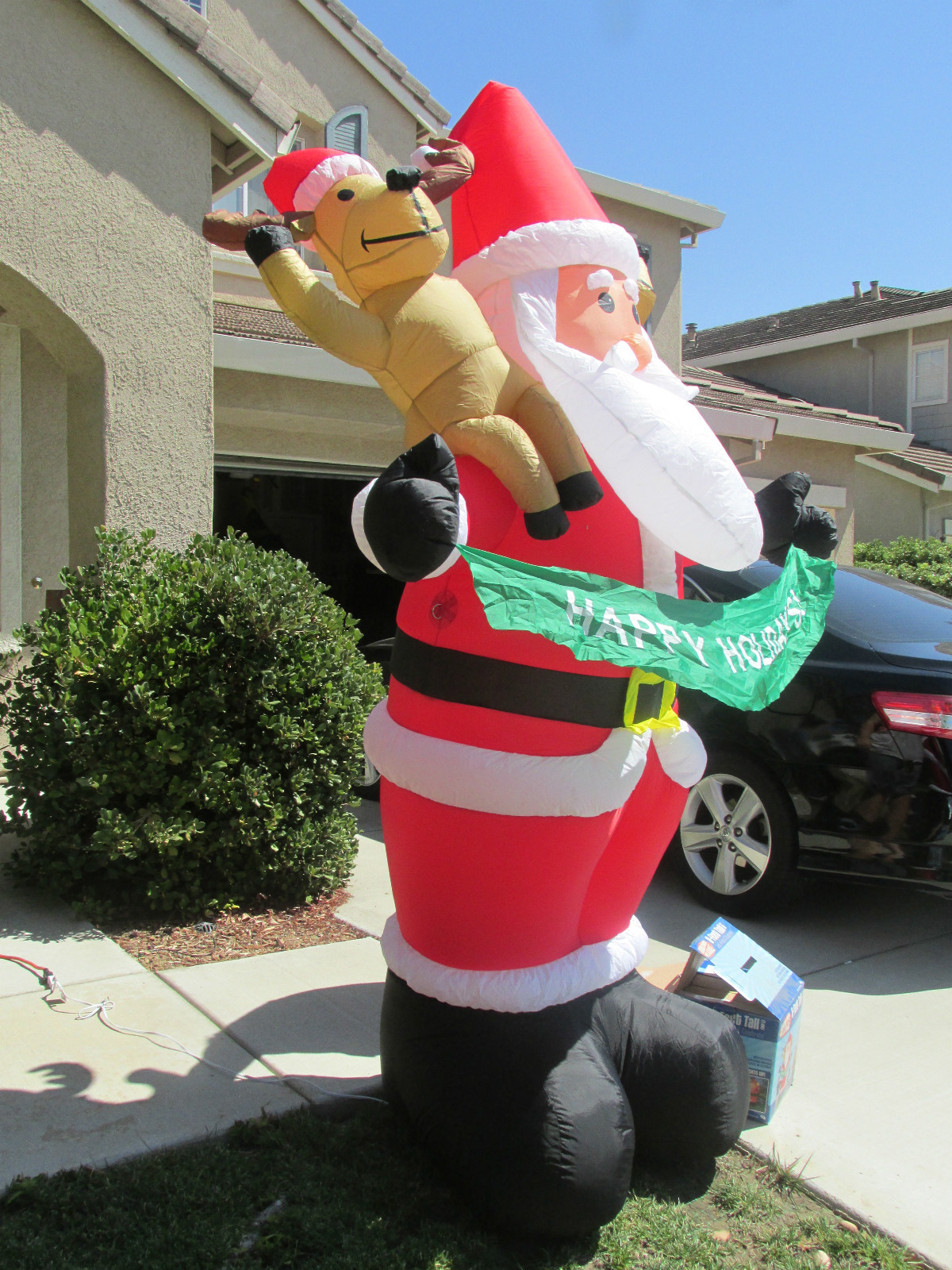 Gemmy 8 Foot Santa Claus & Reindeer Christmas Airblown Inflatable ...