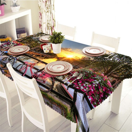 Riding On Bridge 3D Tablecloth Table cover Cloth Rectangle Wedding ...