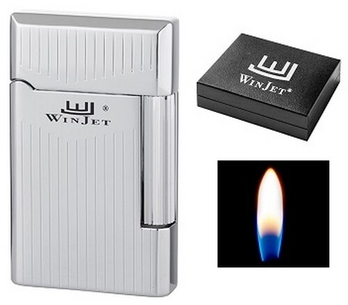 WINJET DELUXE SOFT FLAME FLINT LIGHTER / CHROME LINES ** NEW in BOX ...