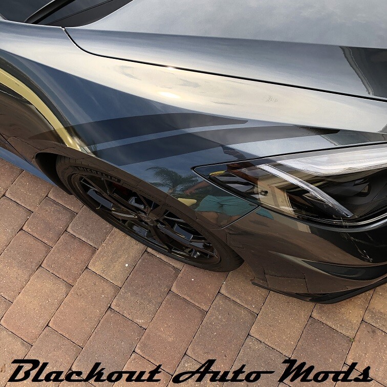 Black Metallic Fender Hash Stripes For 2020-25 C8 Corvette Stingray ...