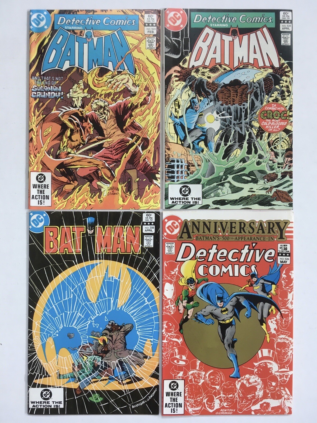 DETECTIVE COMICS #523 525 526 BATMAN 358 1ST KILLER CROC SET LOT RUN ...