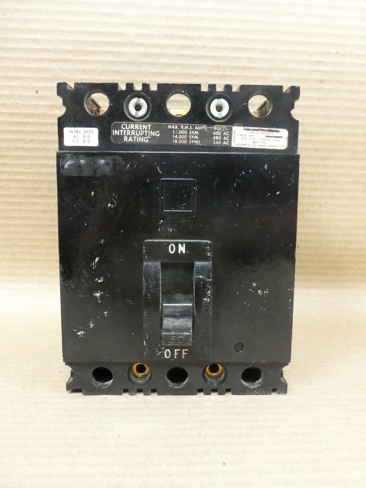 Sq D FAP36050-1021 3 Pole 50 Amp 600V FAL36050-1021 Circuit Breaker ...